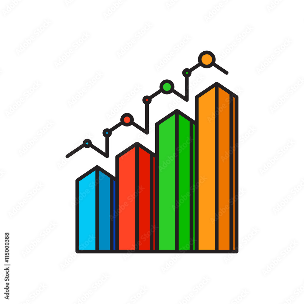 Bar Chart Line Icon Stock Vector | Adobe Stock