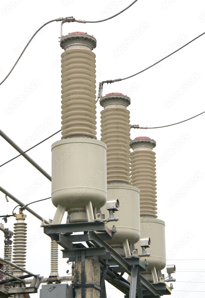Poster current transformer 110 kV Electrical high voltage substation ...
