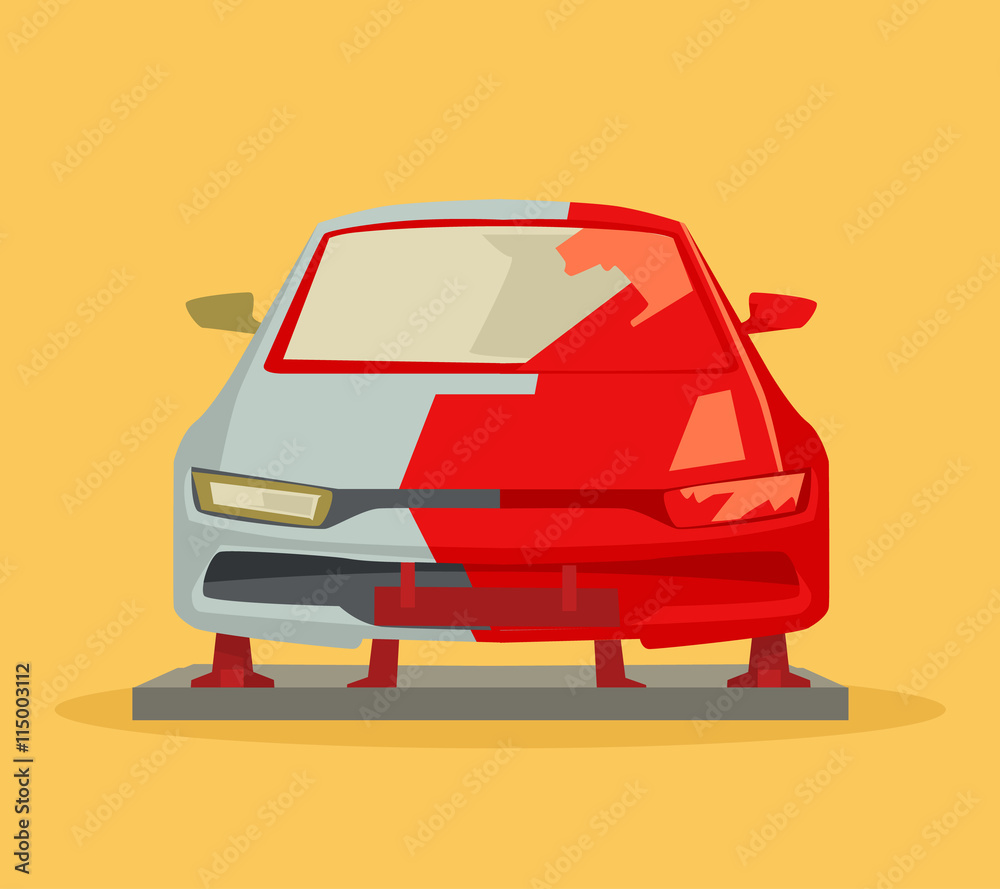 Car painting. Vector flat cartoon illustration Stock Vector | Adobe Stock