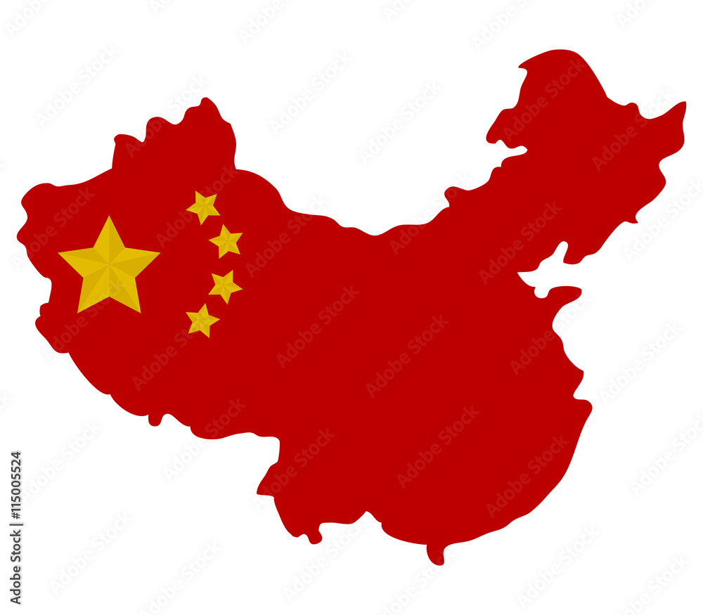 Map of China with flag Stock Vector | Adobe Stock