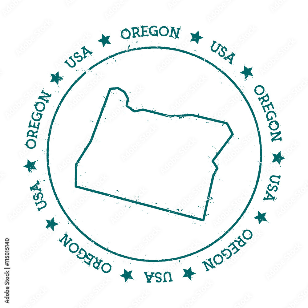 Oregon vector map. Retro vintage insignia with US state map. Distressed ...
