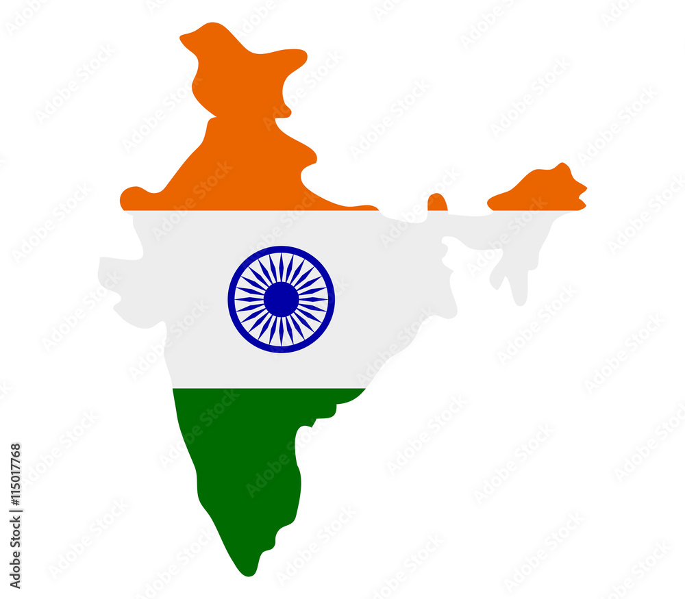 Map of India with flag Stock Vector | Adobe Stock