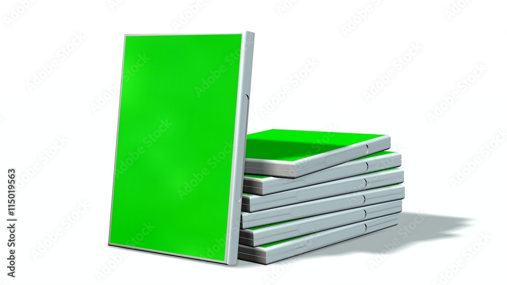 DVD / CD boxes with green screen isolated on white Stock Illustration ...