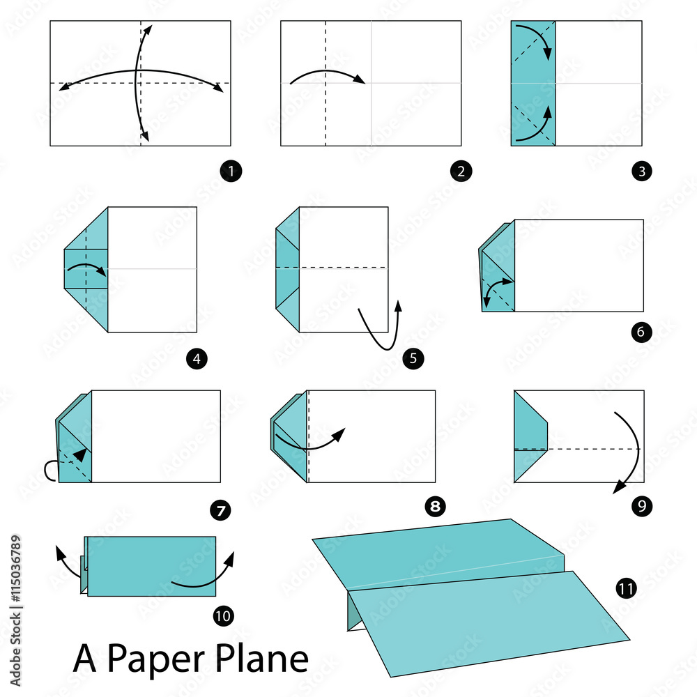 Step by step instructions how to make origami A Plane. Stock Vector ...