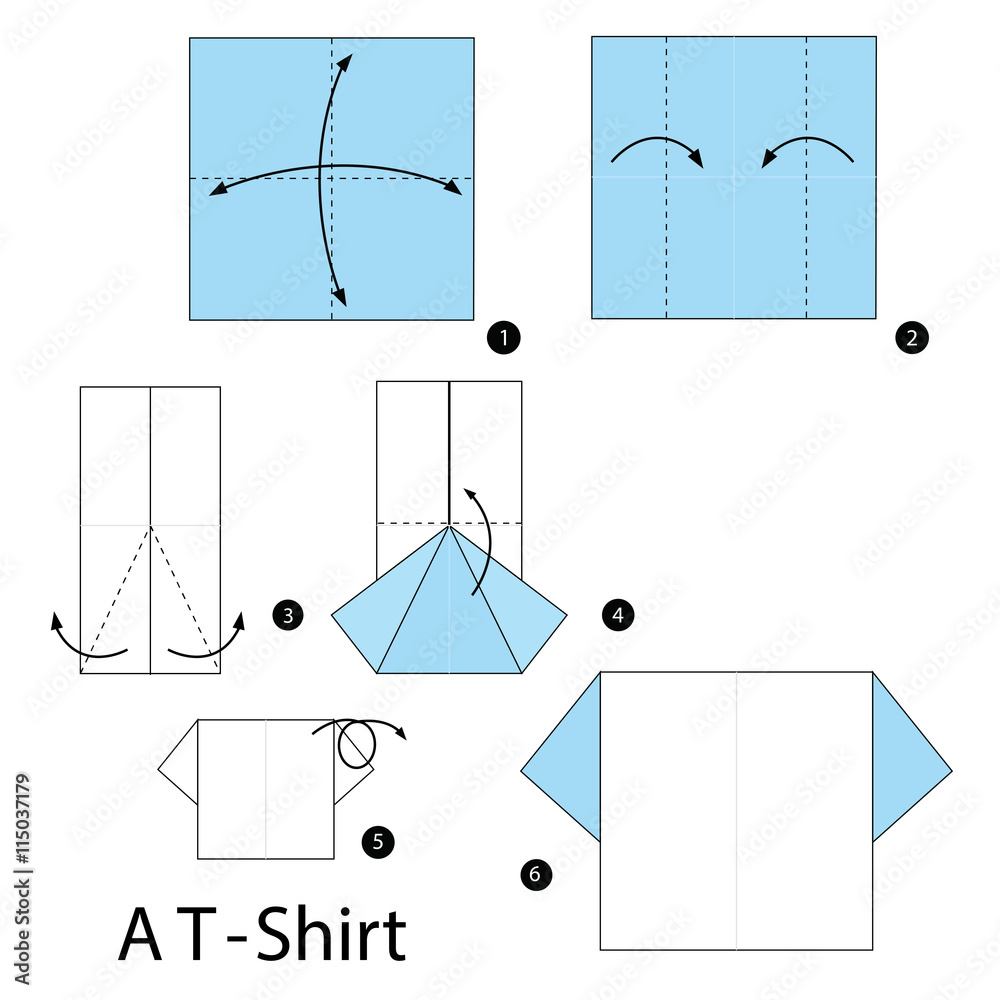 Step by step instructions how to make origami A Shirt. Stock Vector ...