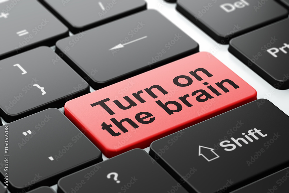 Learning concept: Turn On The Brain on computer keyboard background ...