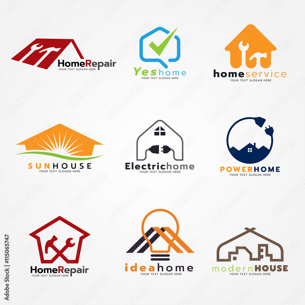 Home service and modern logo vector set art design Stock Vector | Adobe ...