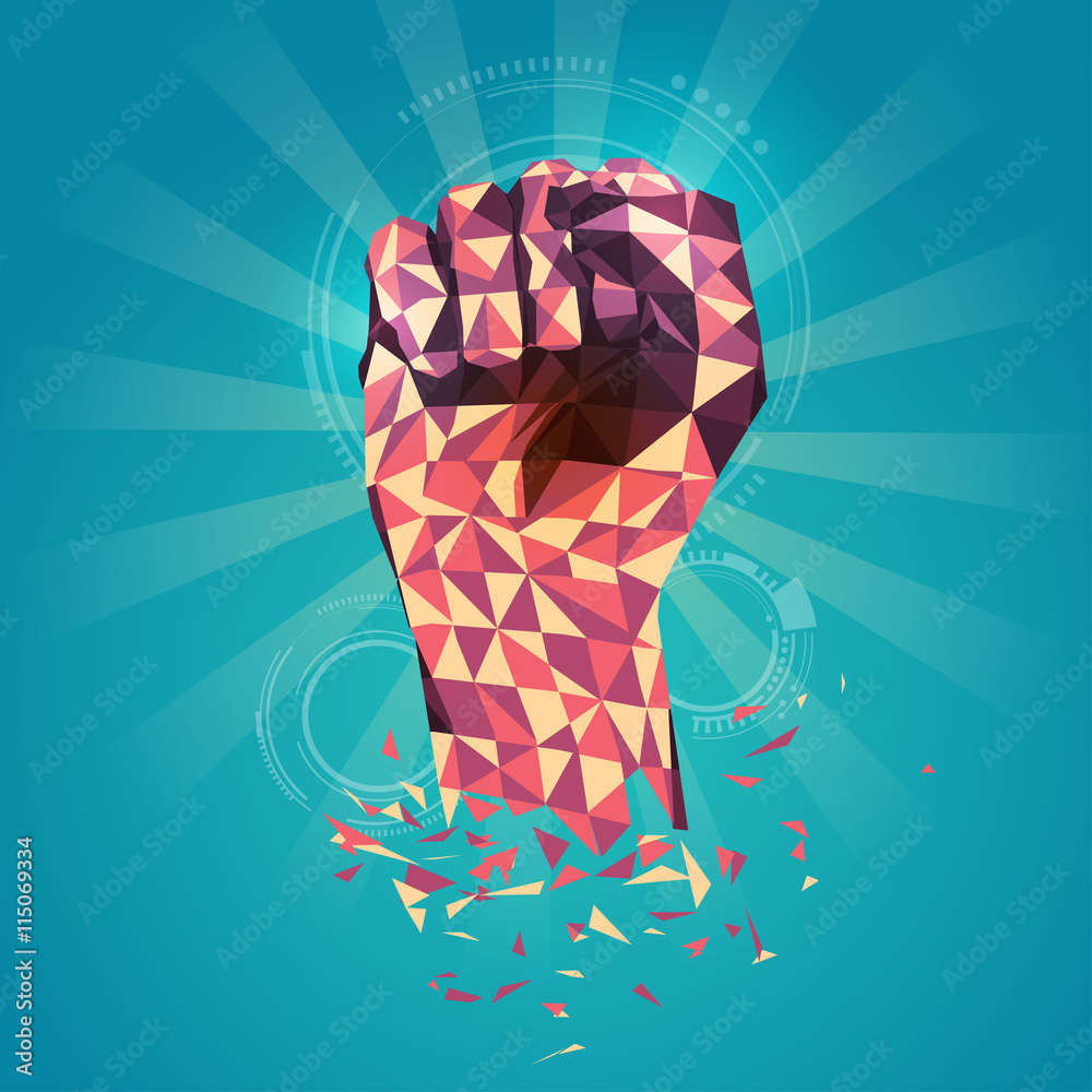 fist of revolution, polygon hand, revolution fist, digital revolution ...