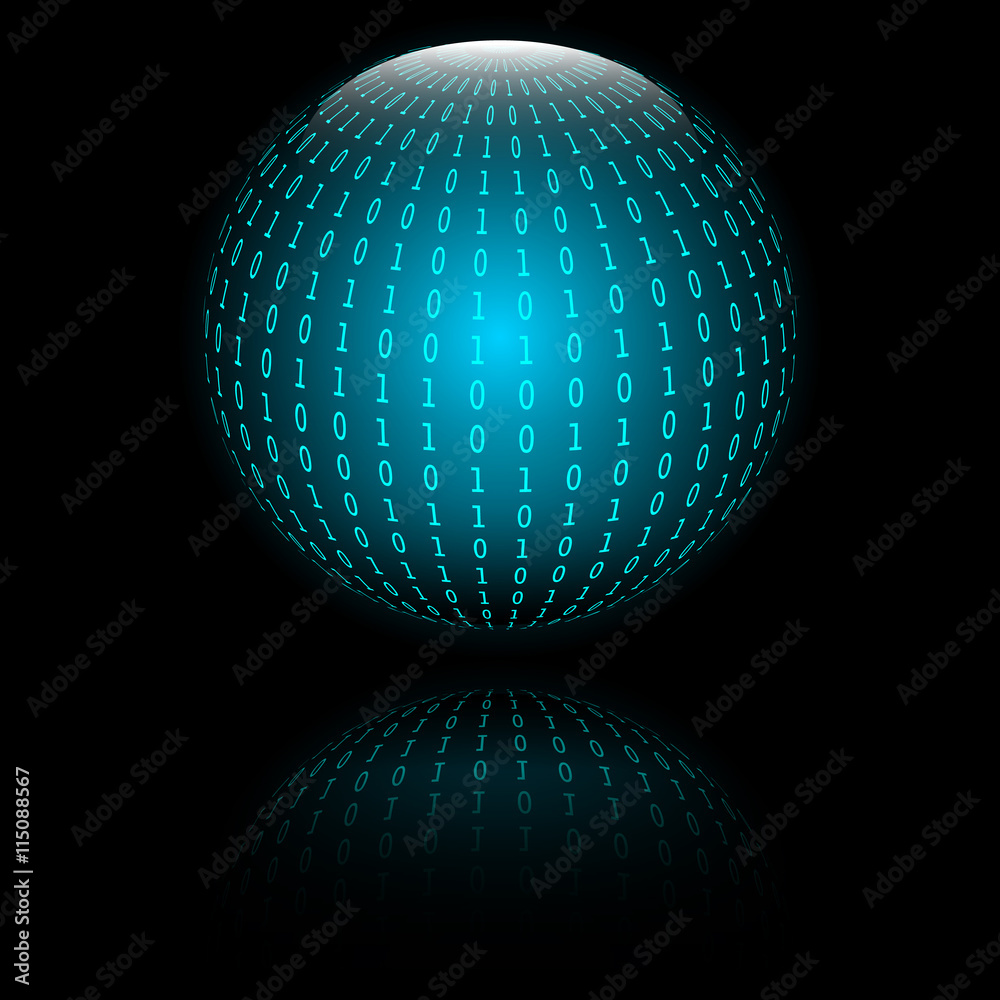 Binary code in sphere form. Vector illustration Stock Vector | Adobe Stock