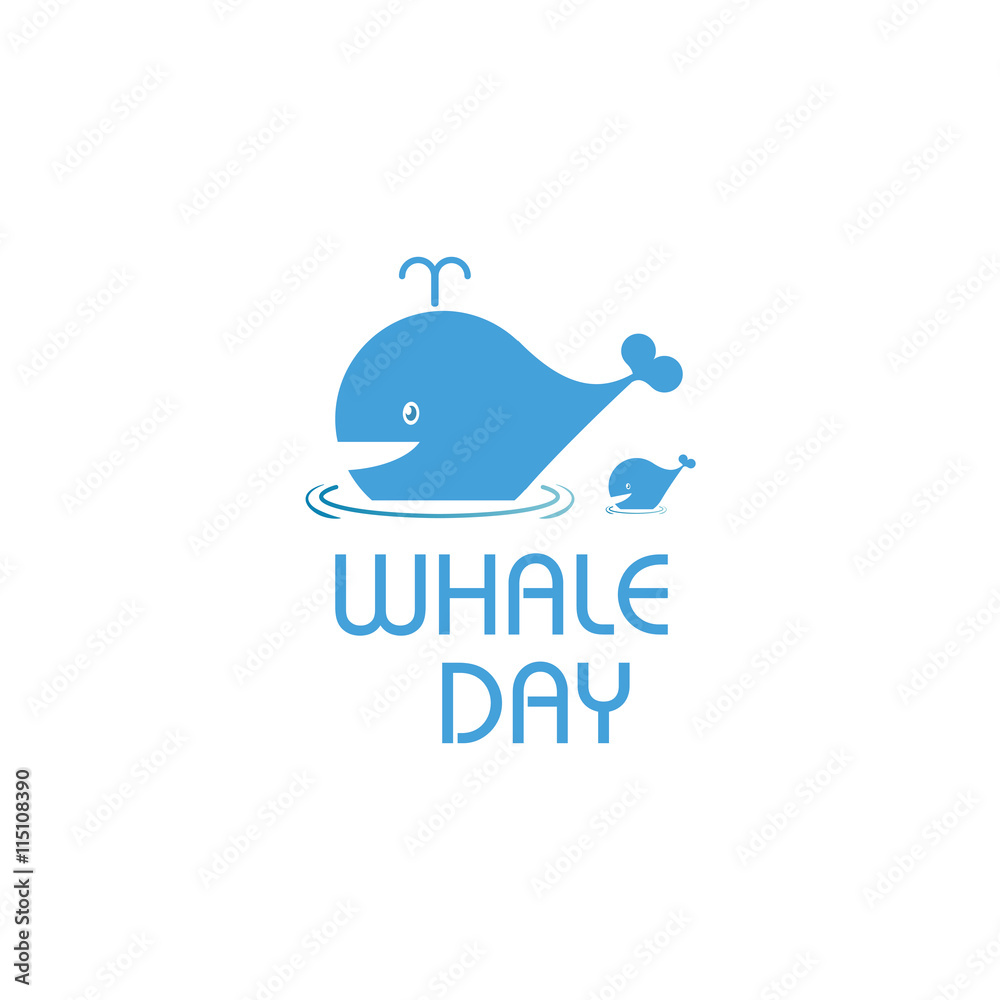 Isolated cartoon whale vector illustration. Ocean mammal on the blue ...