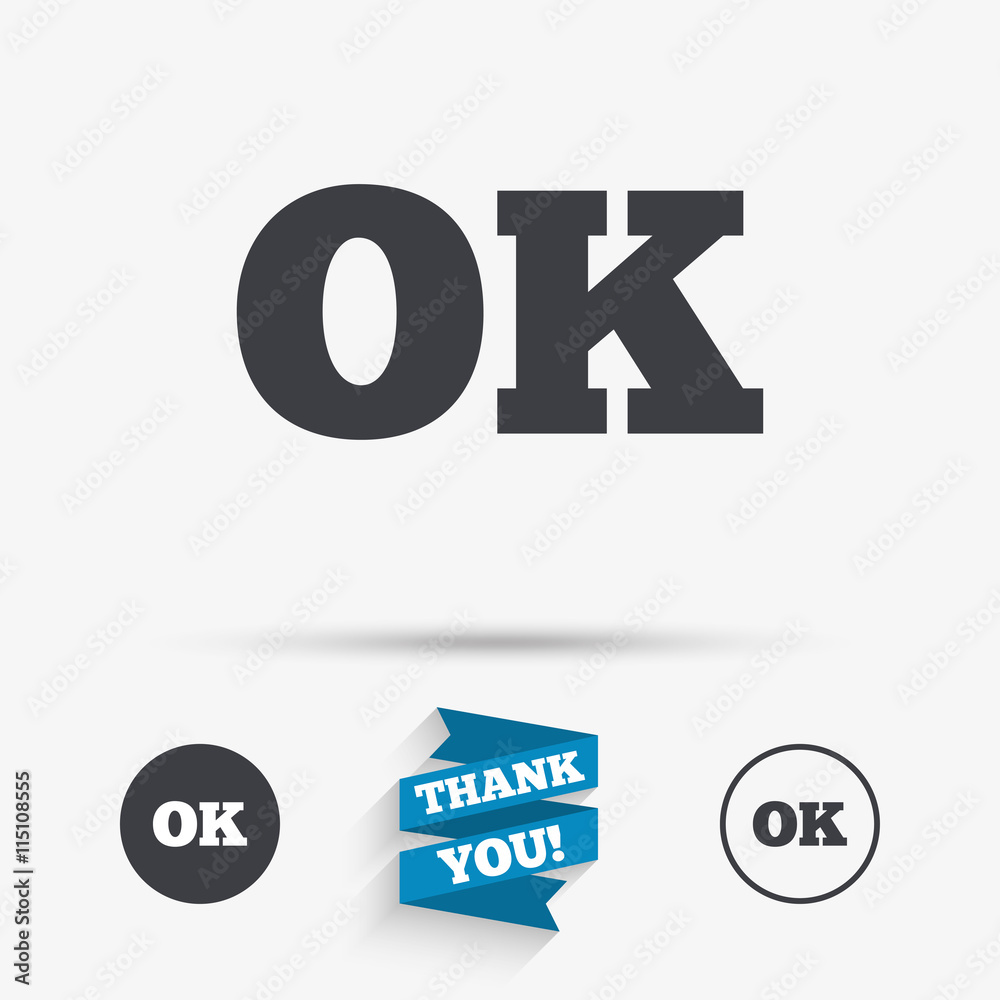 Ok sign icon. Positive check symbol. Stock Vector | Adobe Stock