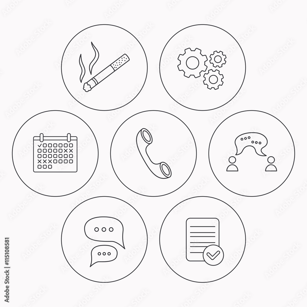 Smoking, chat and phone call icons. Stock Vector | Adobe Stock