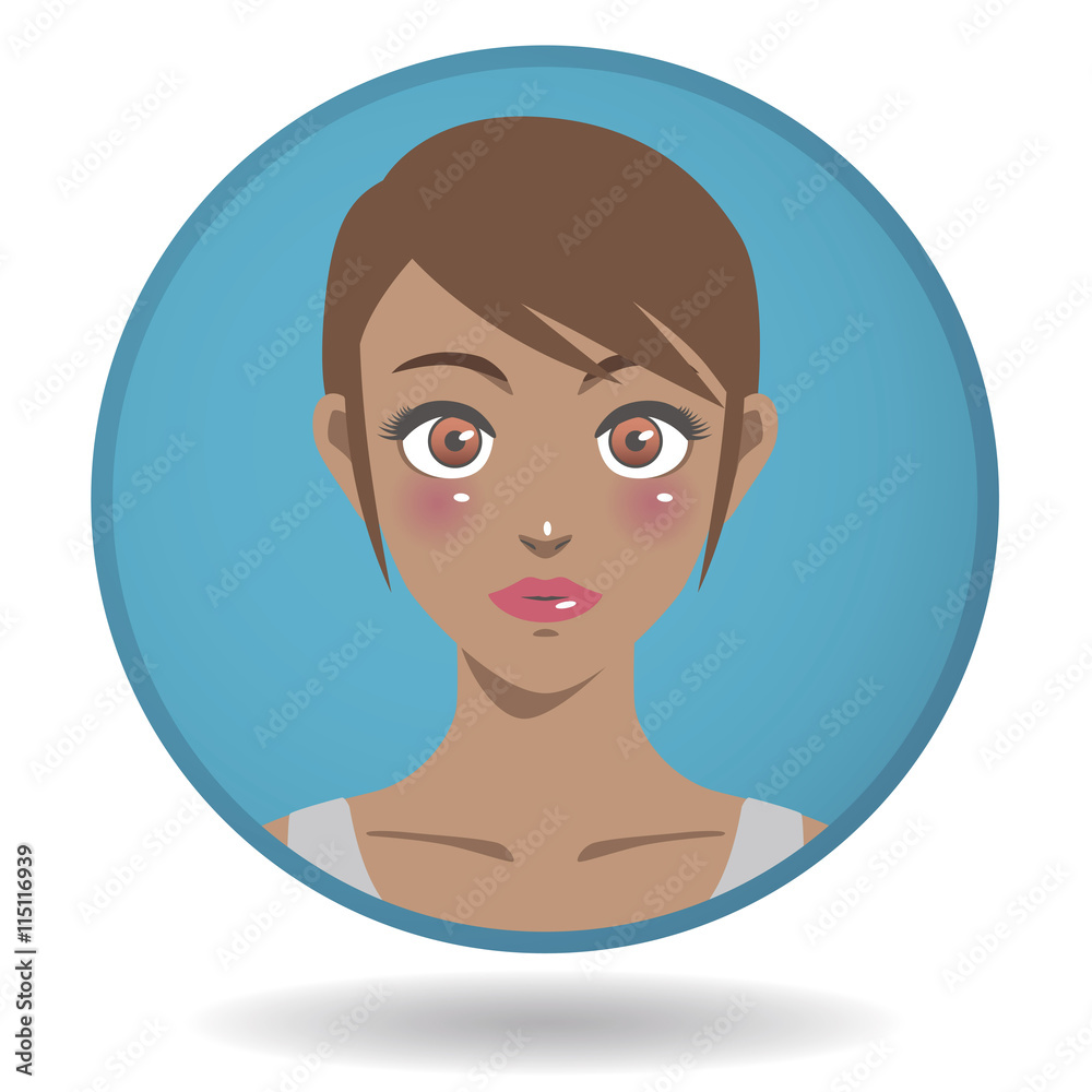 woman front face cartoon avatar icon Stock Vector | Adobe Stock