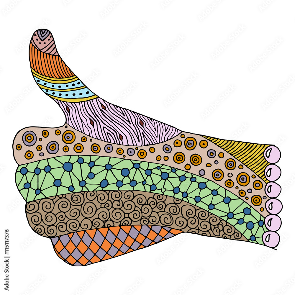 Vetor Do Stock Hand Zentangle And Zendoodle Vector Arm Zenart Fist
