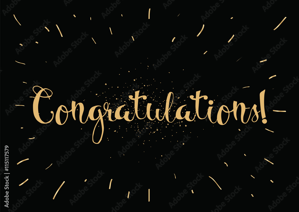 Congratulations inscription. Greeting card with calligraphy. Hand drawn ...