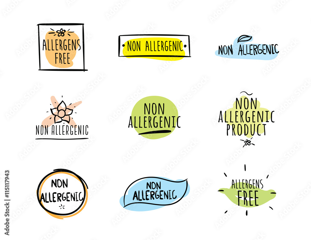 Allergens free, non allergenic vector labels. Stock Vector | Adobe Stock