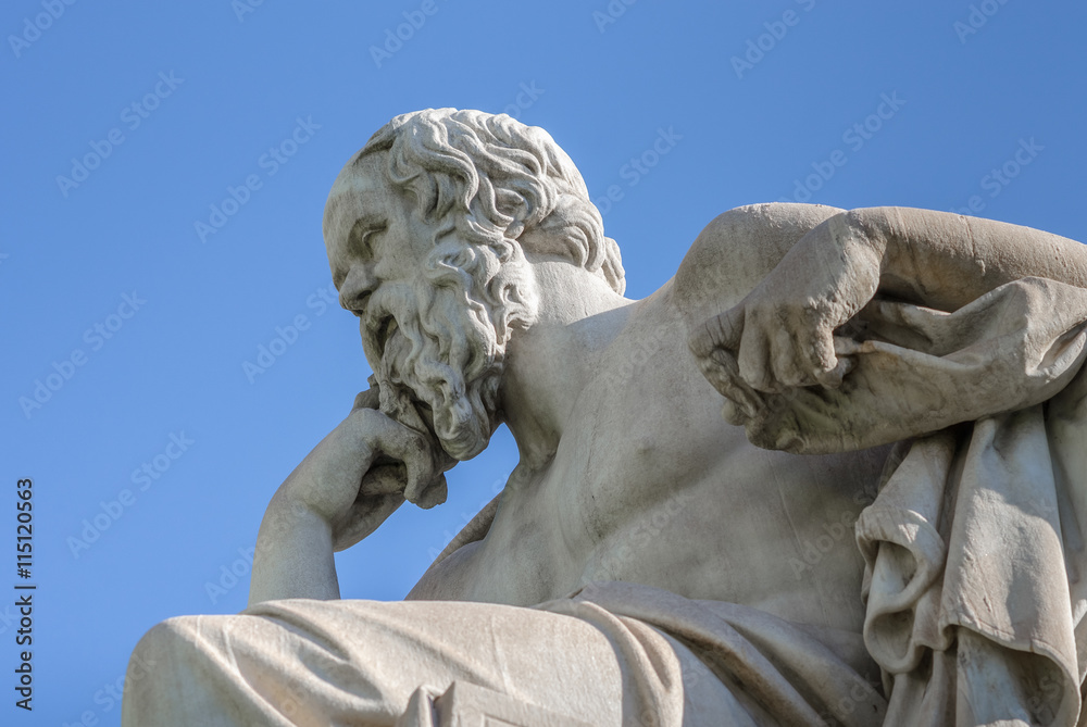 Closeup Statue of the Philosopher Socrates on Sky Background Stock ...