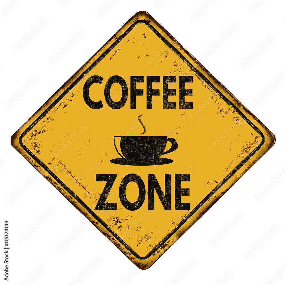 Coffee zone vintage yellow road sign Stock Vector | Adobe Stock