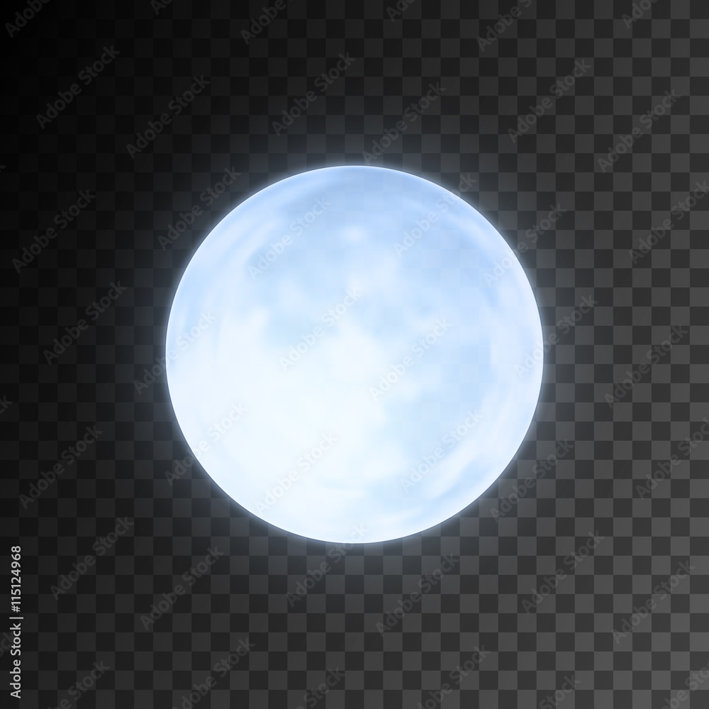 Realistic detailed full blue moon isolated on transparent background ...
