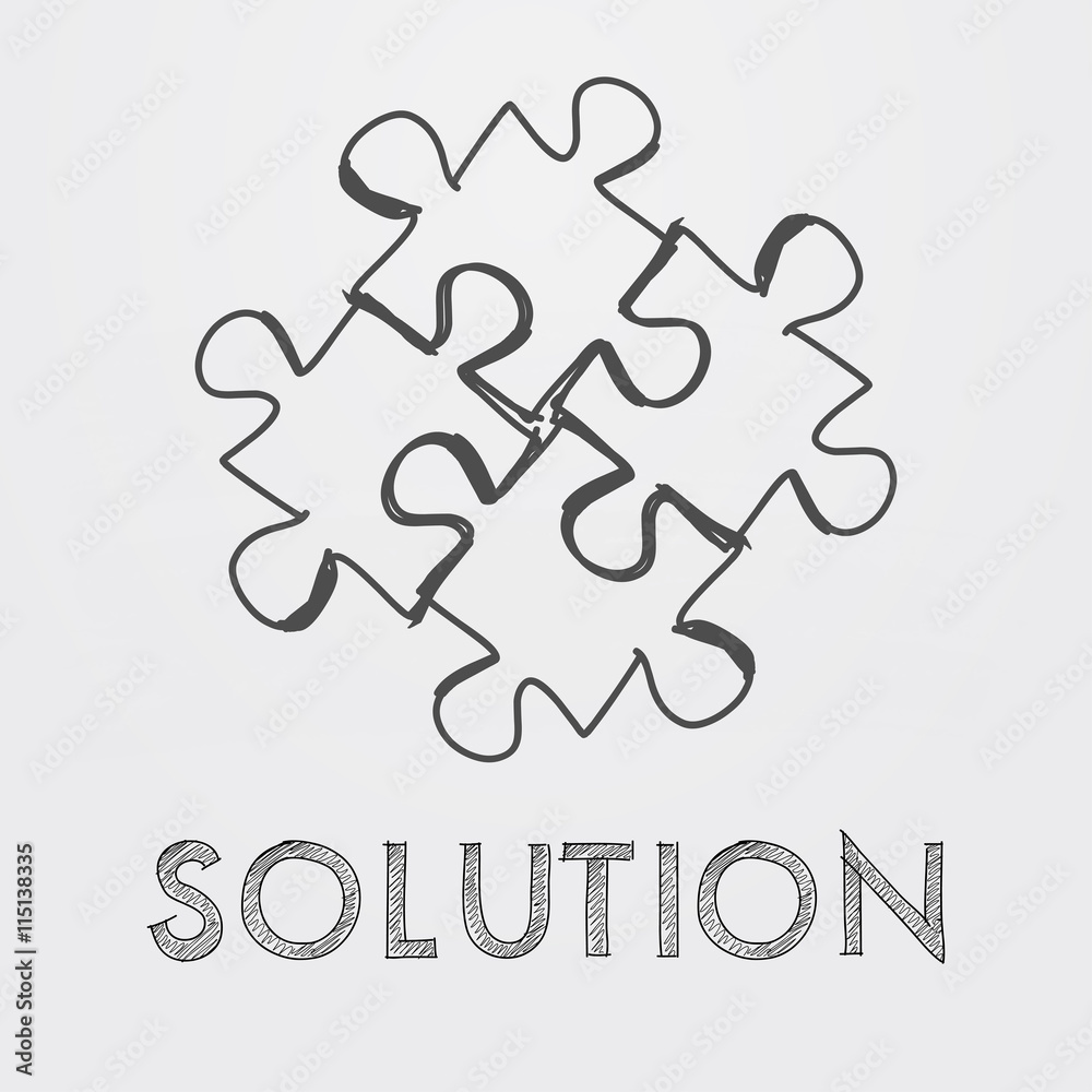 solution and puzzle pieces in hand-drawn style, vector Stock Vector ...