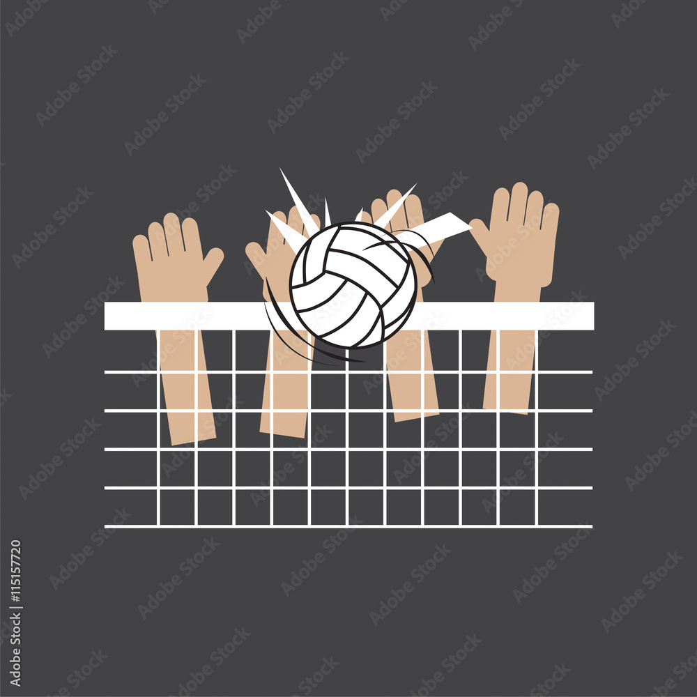 Volleyball Block Players Sports Graphic Vector Illustration. Stock ...