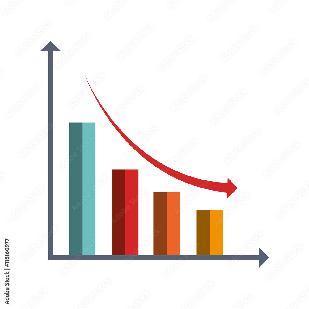 Financial decrease statistics isolated icon graphic design, vector illustration. Stock Vector ...