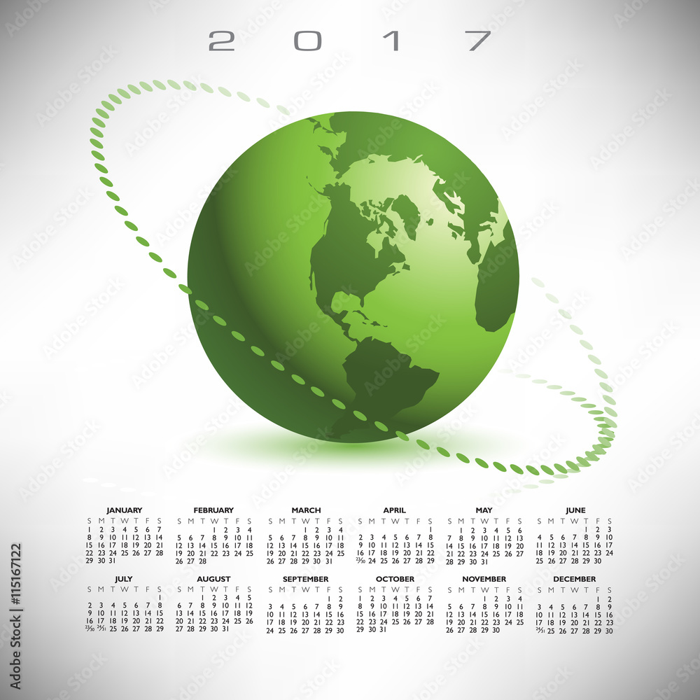 A 2017 global communications calendar for print or web Stock Vector ...