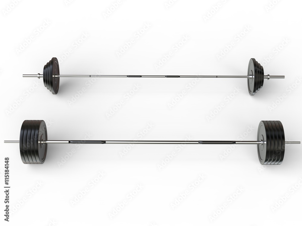 Olympic and gym barbell weights - top view - isolated on white ...