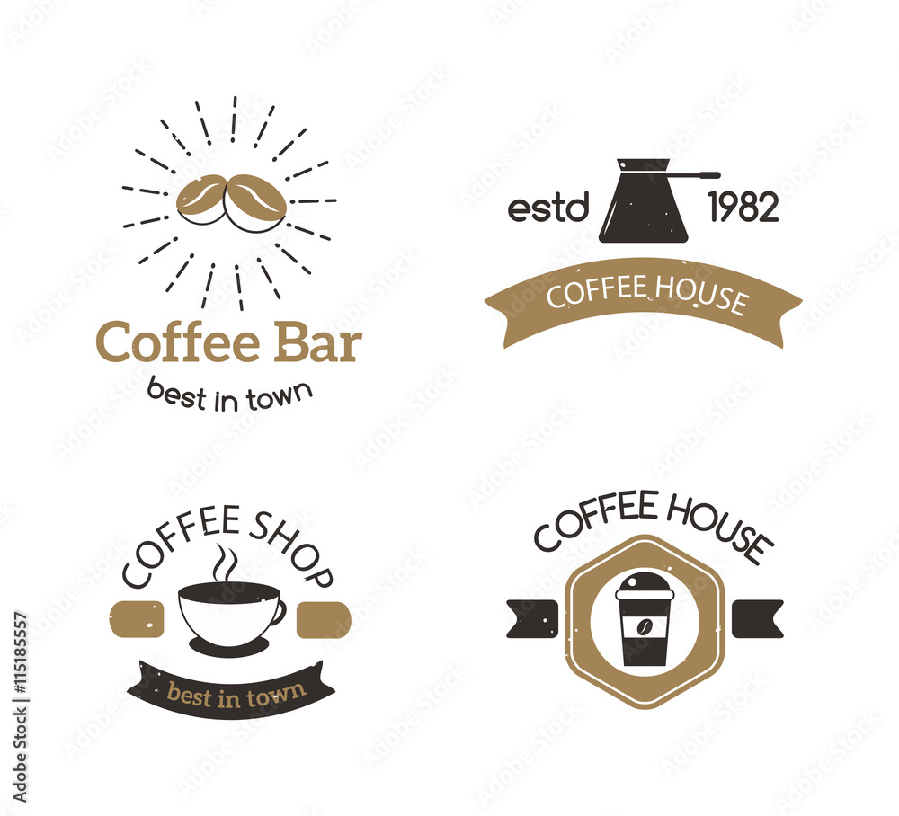Coffee logo shop sign cafe symbol espresso design morning drink modern ...