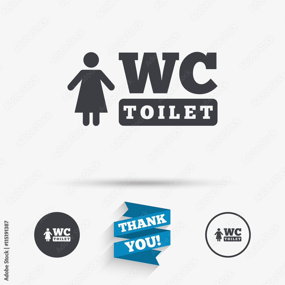 Vettoriale Stock WC women toilet sign icon. Restroom symbol. | Adobe Stock