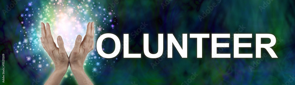 Put your sparkle into Volunteering - wide banner with a woman's hands ...