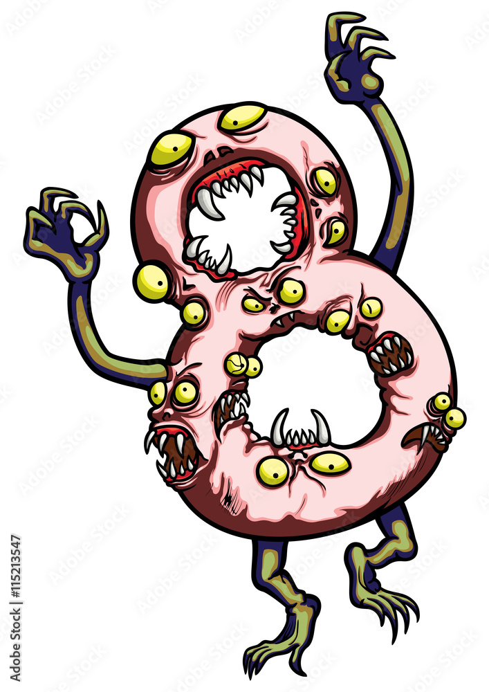 Number eight monster. Illustration digit creature '8' figure with many ...