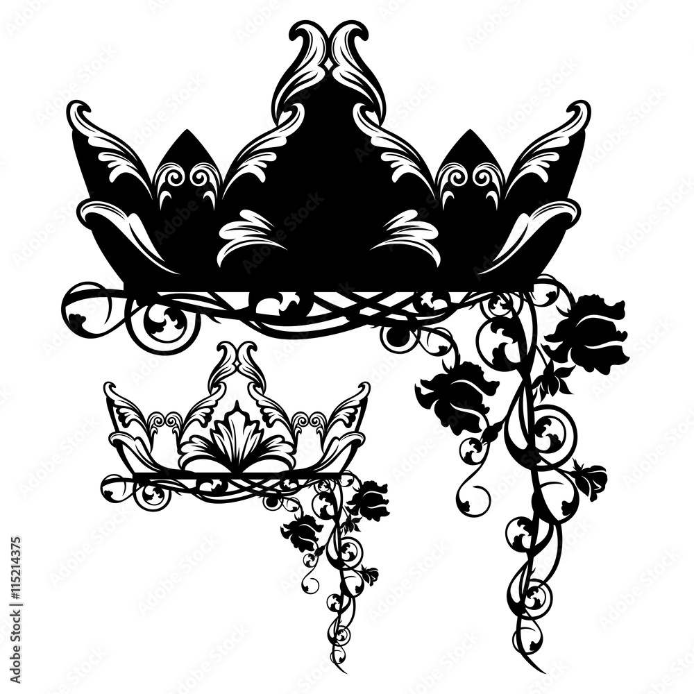 royal crown among rose flowers Stock Vector | Adobe Stock
