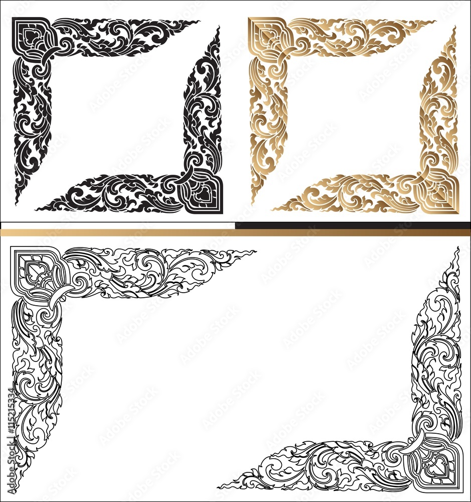 Corner gold.Page decoration. Decorative frame floral elements, Set of ...