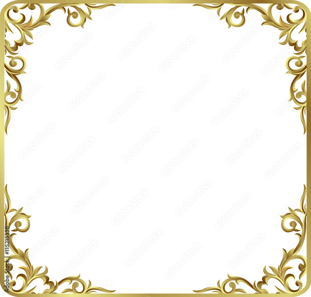 Corner gold.Page decoration. Decorative frame floral elements, Set of ...