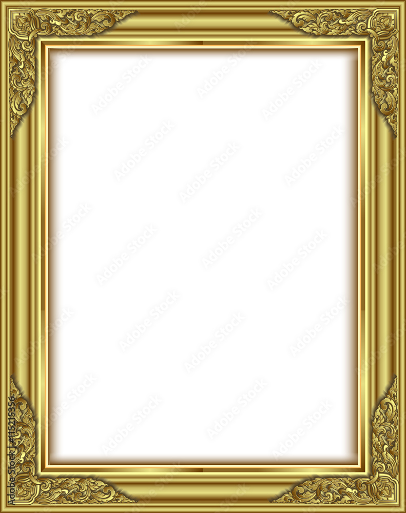 Gold photo frame with corner line floral for picture, Vector design ...