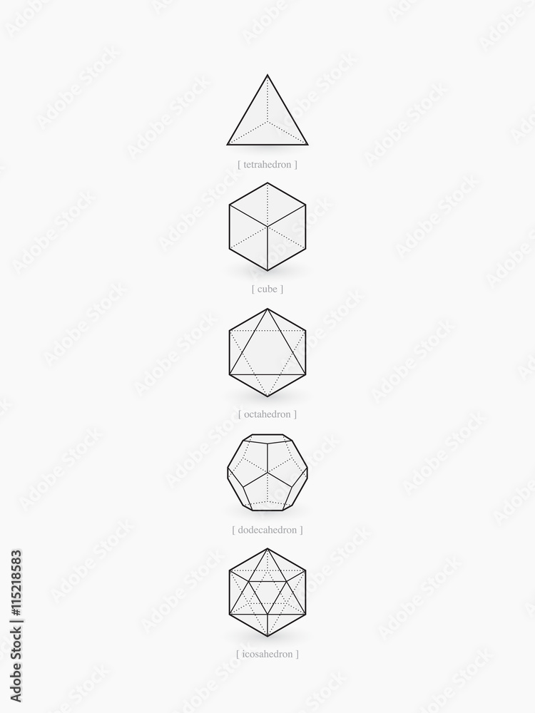 Platonic solids, line design, vector illustration EPS 10 Stock Vector ...