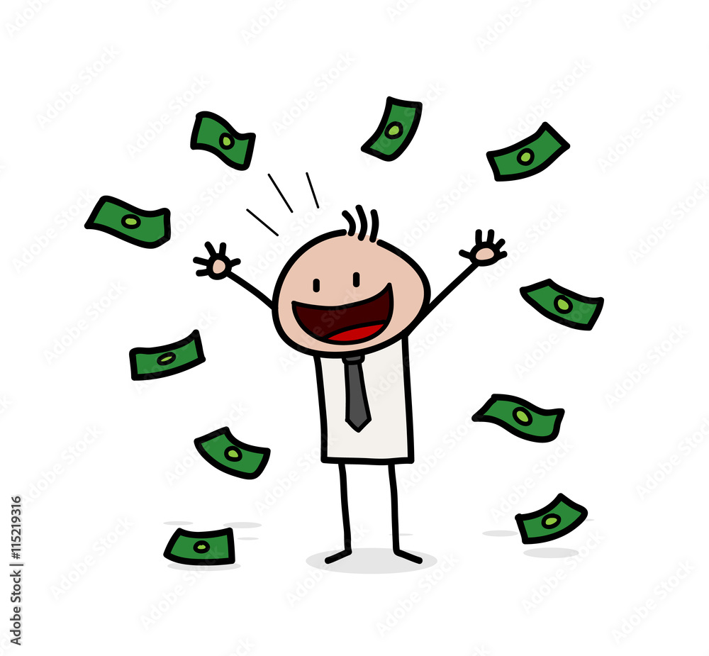 Rich and Wealthy Stick Figure Businessman, a hand drawn vector ...