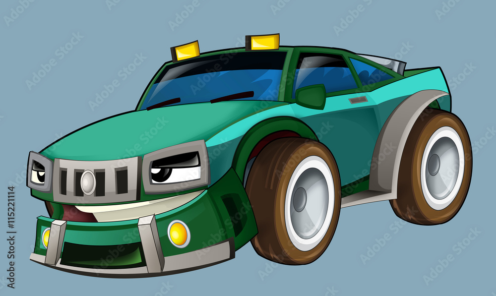 Cartoon fast car - isolated - illustration for the children Stock ...