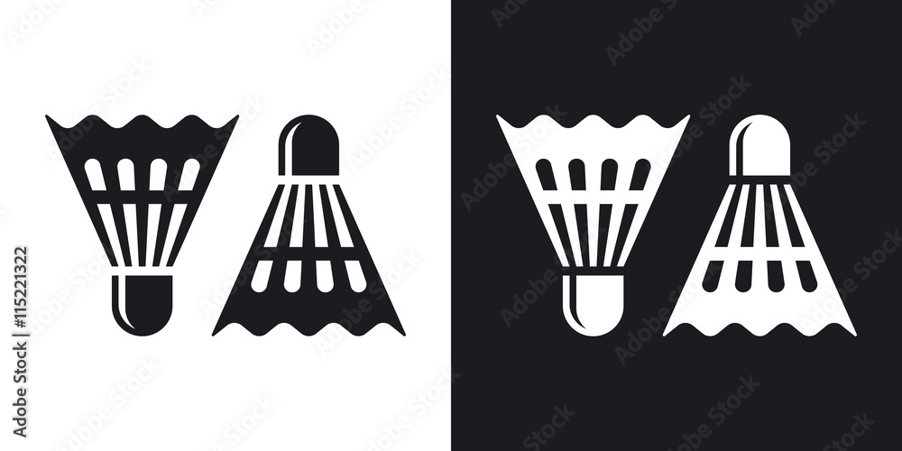 Vector badminton shuttlecocks icon. Two-tone version on black and white ...