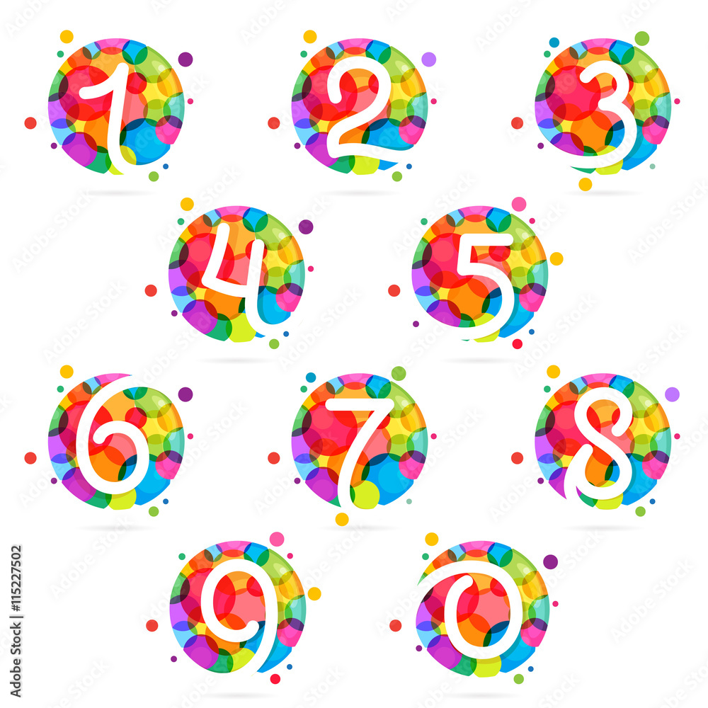 Numbers set logos with rainbow dots. Stock Vector | Adobe Stock