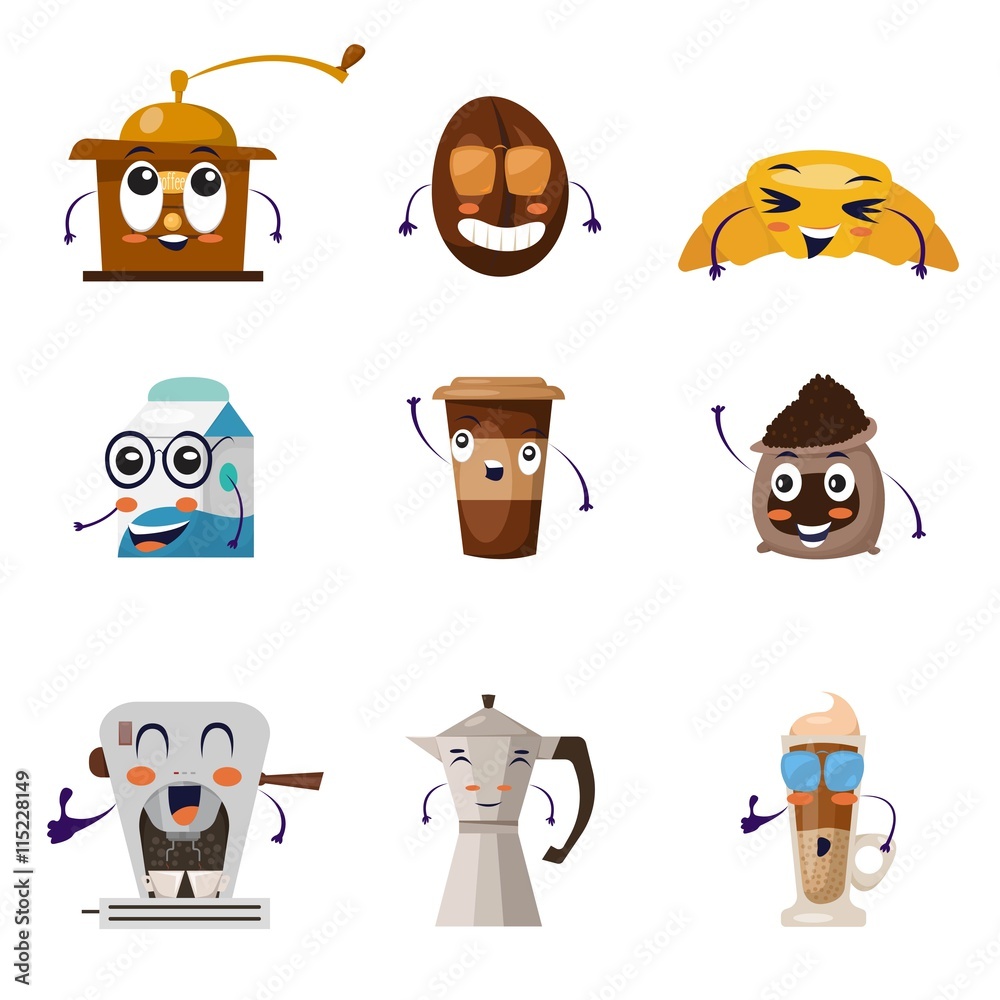 Funny Cartoon Characters Icon Set Stock-Vektorgrafik | Adobe Stock