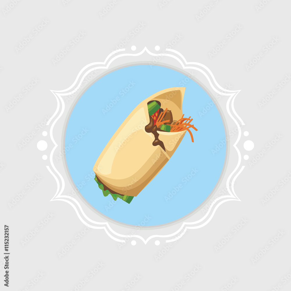 Vector burrito icon in vintage frame. Stock Vector | Adobe Stock