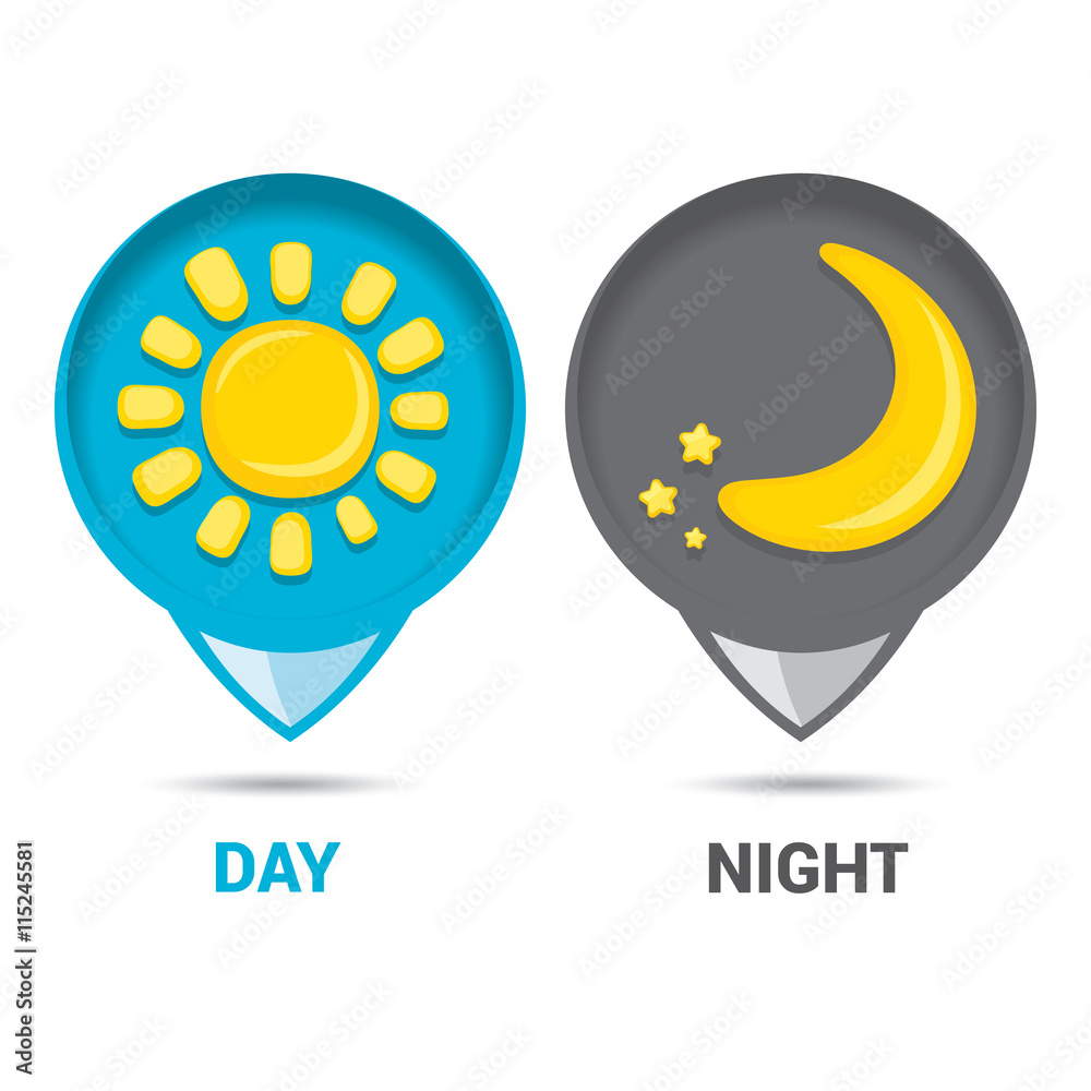 Sun and moon in sky, day and night. Vector Stock Vector | Adobe Stock