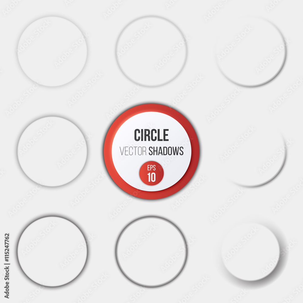 Circle shadows, collection of circle vector shadows vector illustration ...