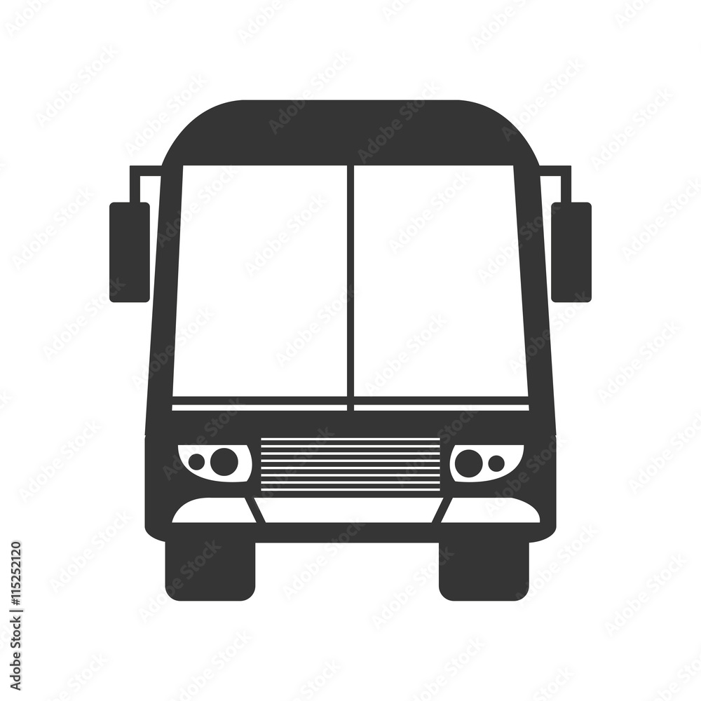 Bus icon in black and white colors, transport service theme design ...