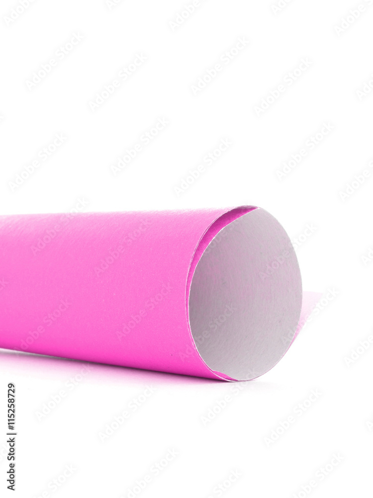 Pink paper letter roll scroll edge isolated on white background Stock ...