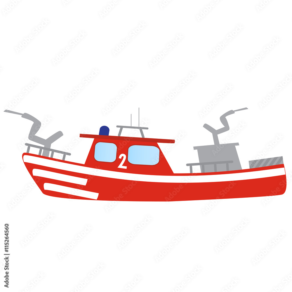 Firefighter emergency red fire boat Stock Vector | Adobe Stock
