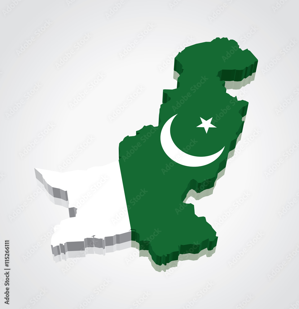 3D vector Flag Map of Pakistan Stock Vector | Adobe Stock