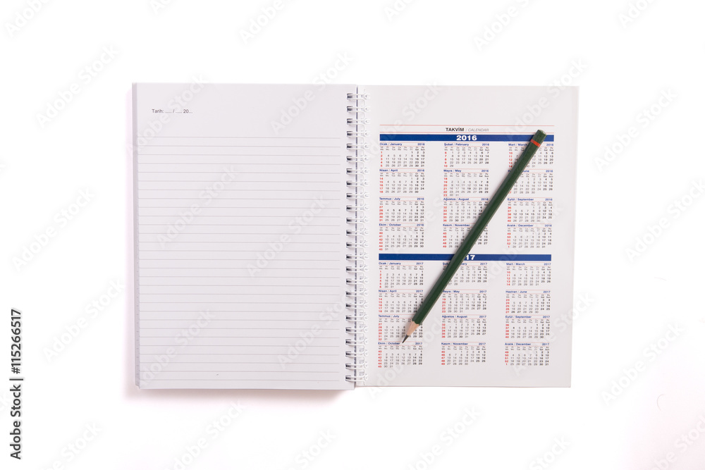 blank notebook and calendar Stock Photo | Adobe Stock
